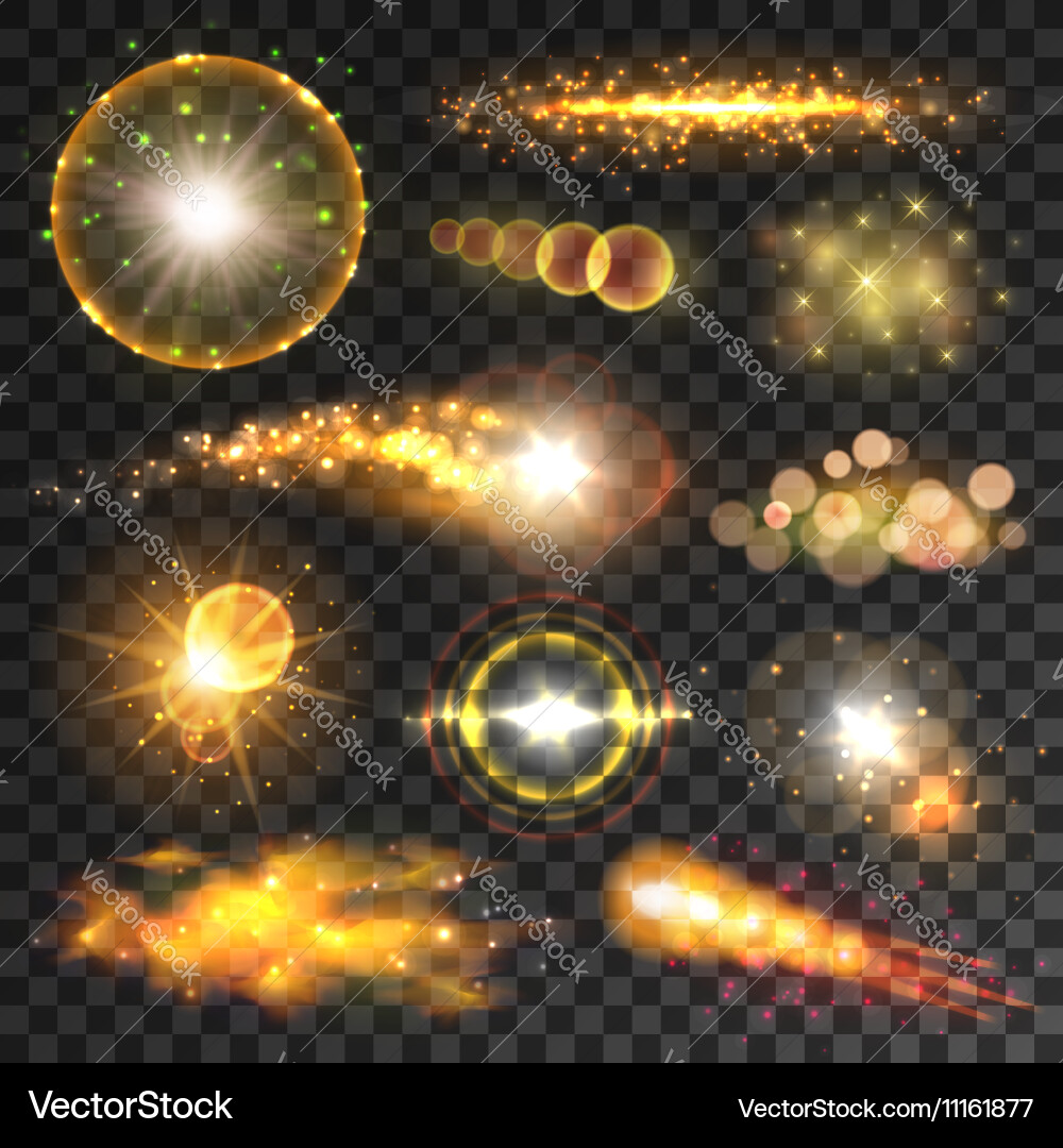 Transparent yellow light effects and lens flares Vector Image