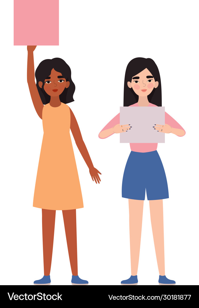 Women with banners design Royalty Free Vector Image