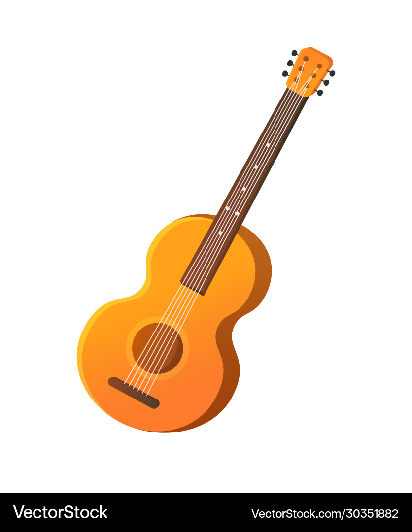 Acoustic guitar with strings musical instrument Vector Image