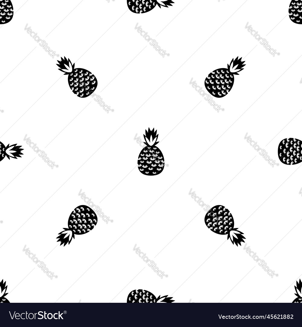 Black pineapple pattern seamless Royalty Free Vector Image