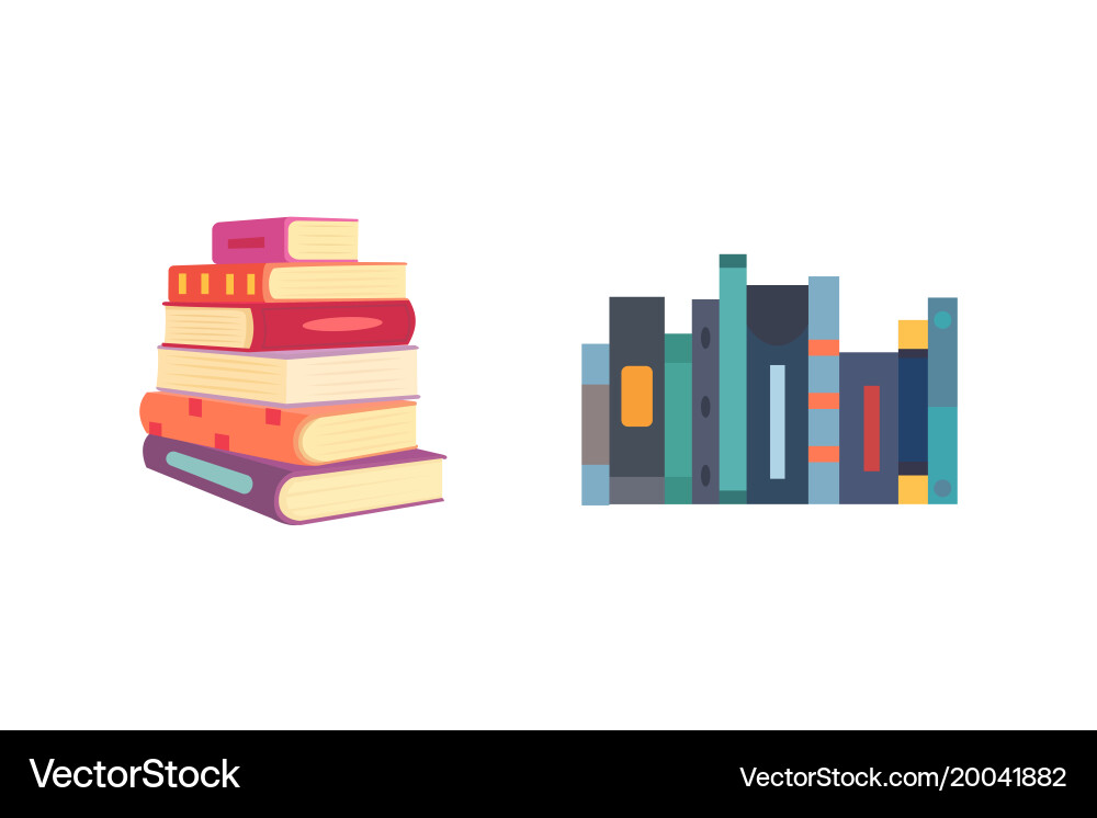 Books set in cartoon design style isolated Vector Image