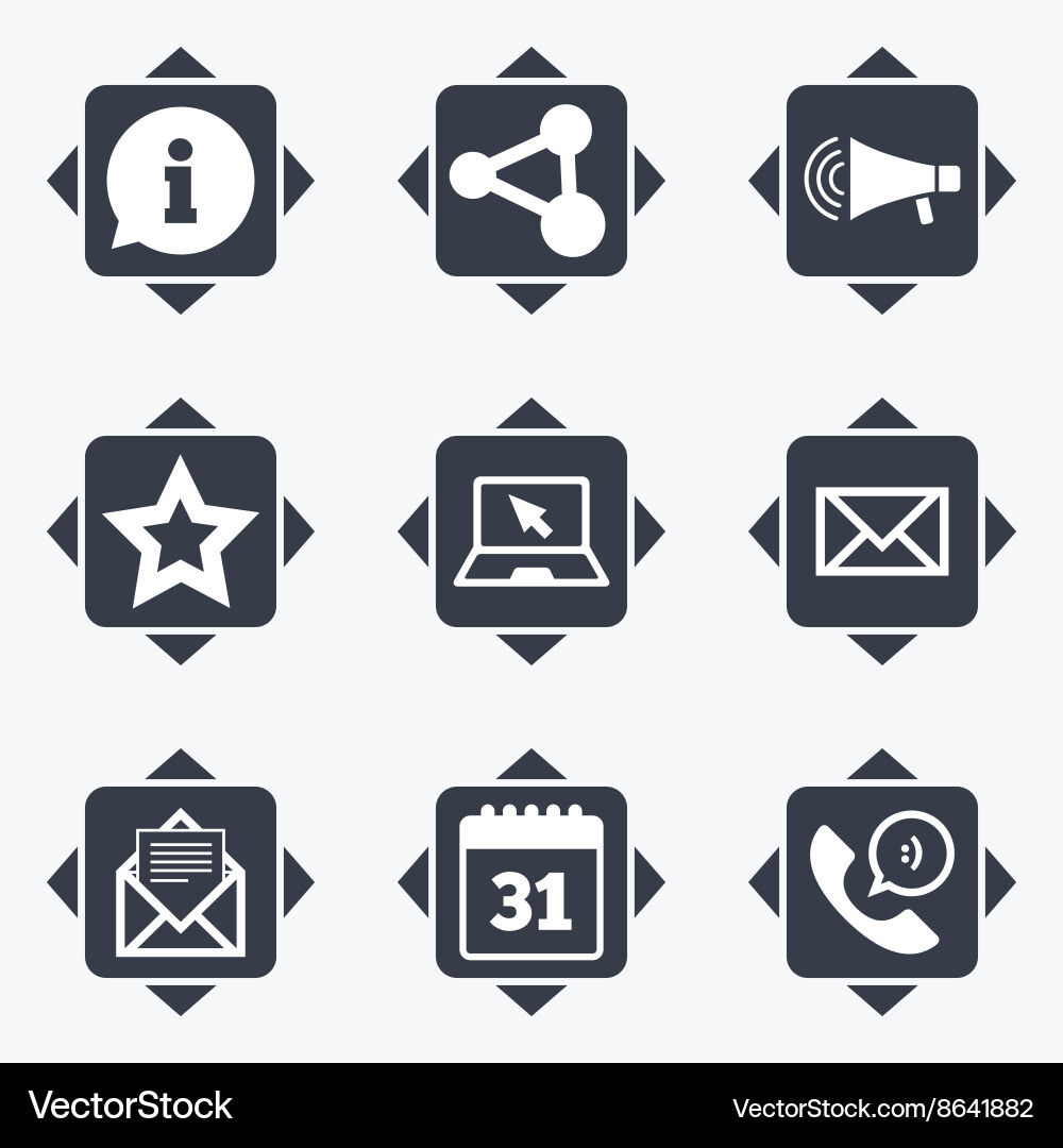 Communication icons contact mail signs Royalty Free Vector