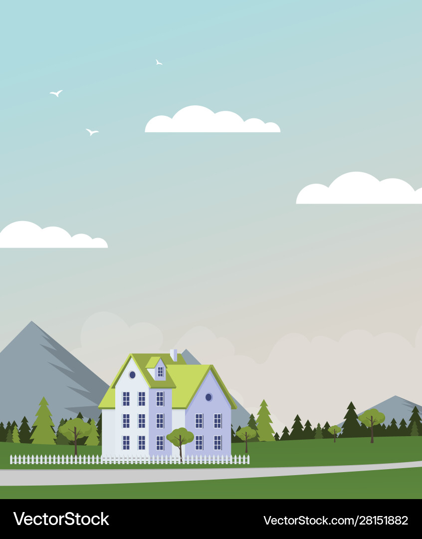 Family home in flat style Royalty Free Vector Image