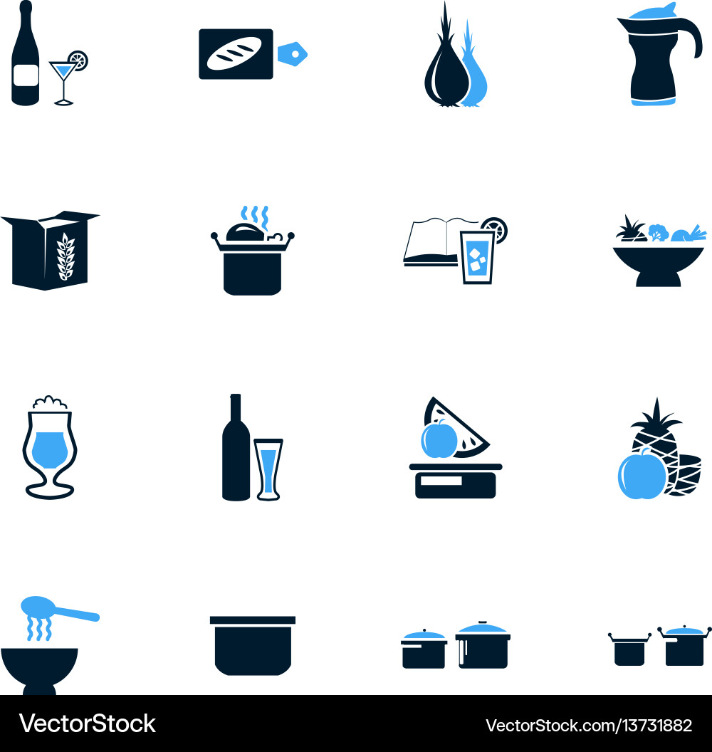 Food and kitchen icons set Royalty Free Vector Image