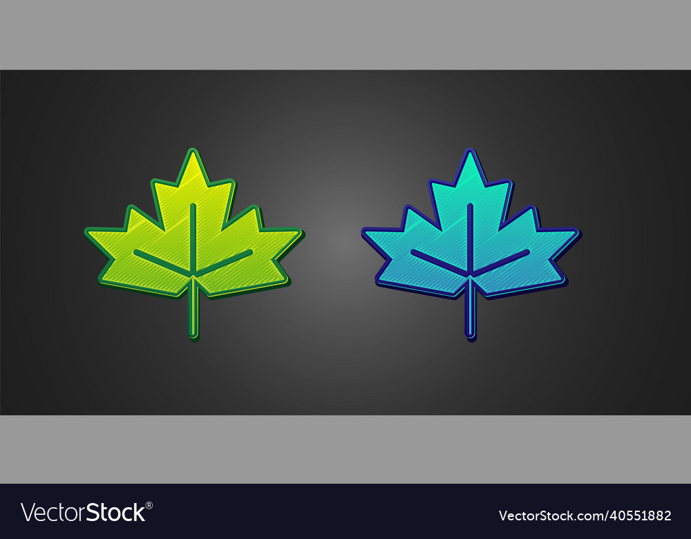 Green and blue canadian maple leaf icon isolated Vector Image