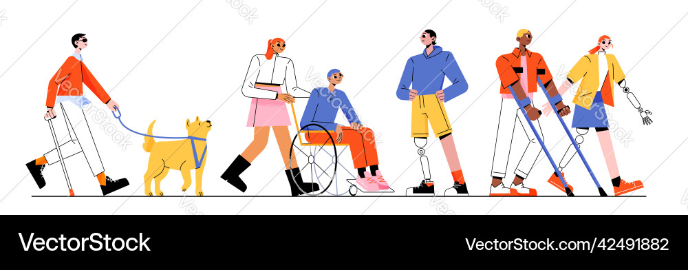 Group of people with different disabilities Vector Image