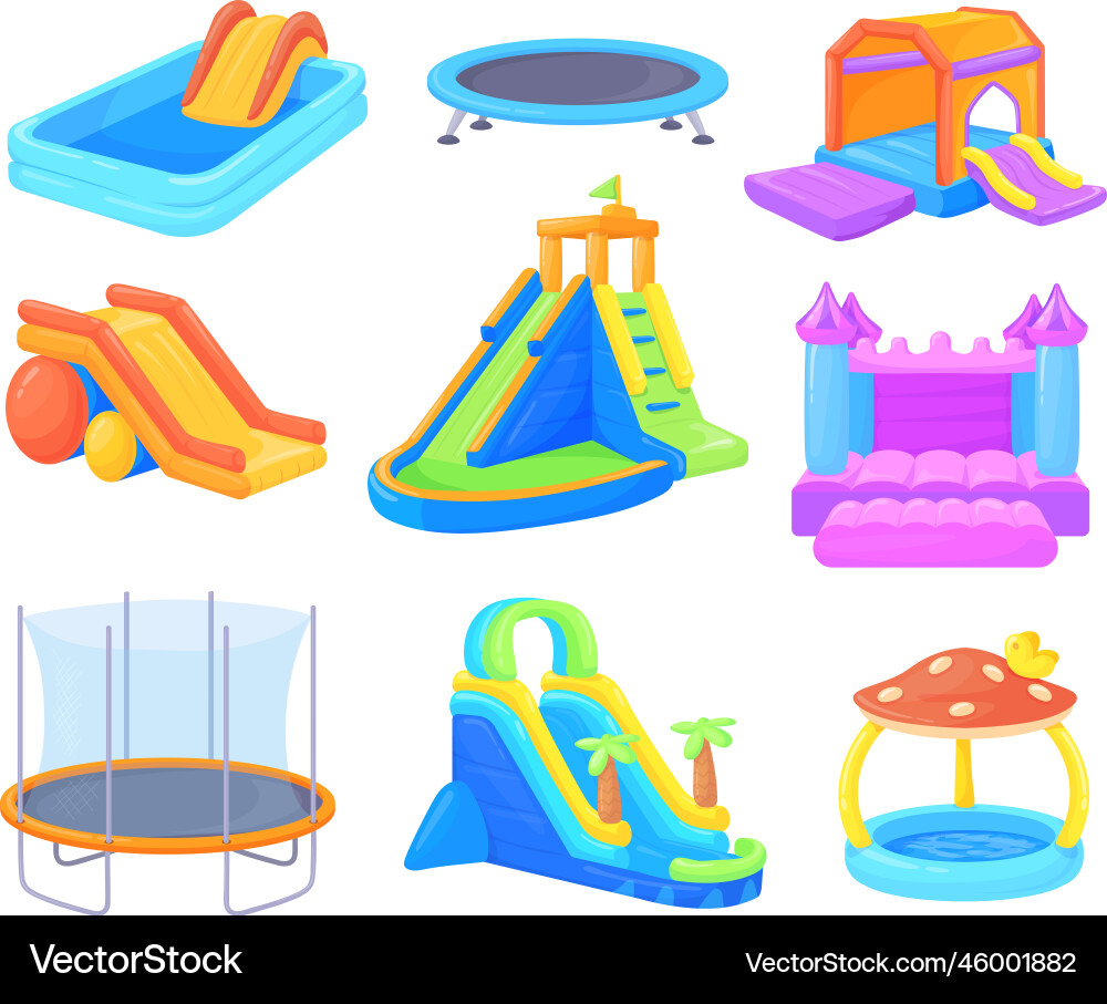 Inflatable playgrounds bouncy slides and inflated Vector Image
