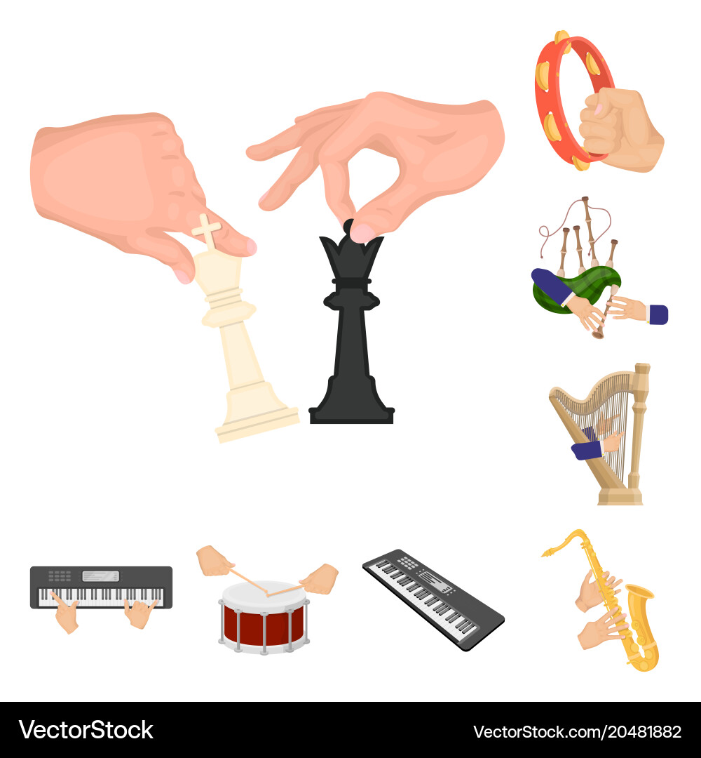 Manipulation by hands cartoon icons in set Vector Image