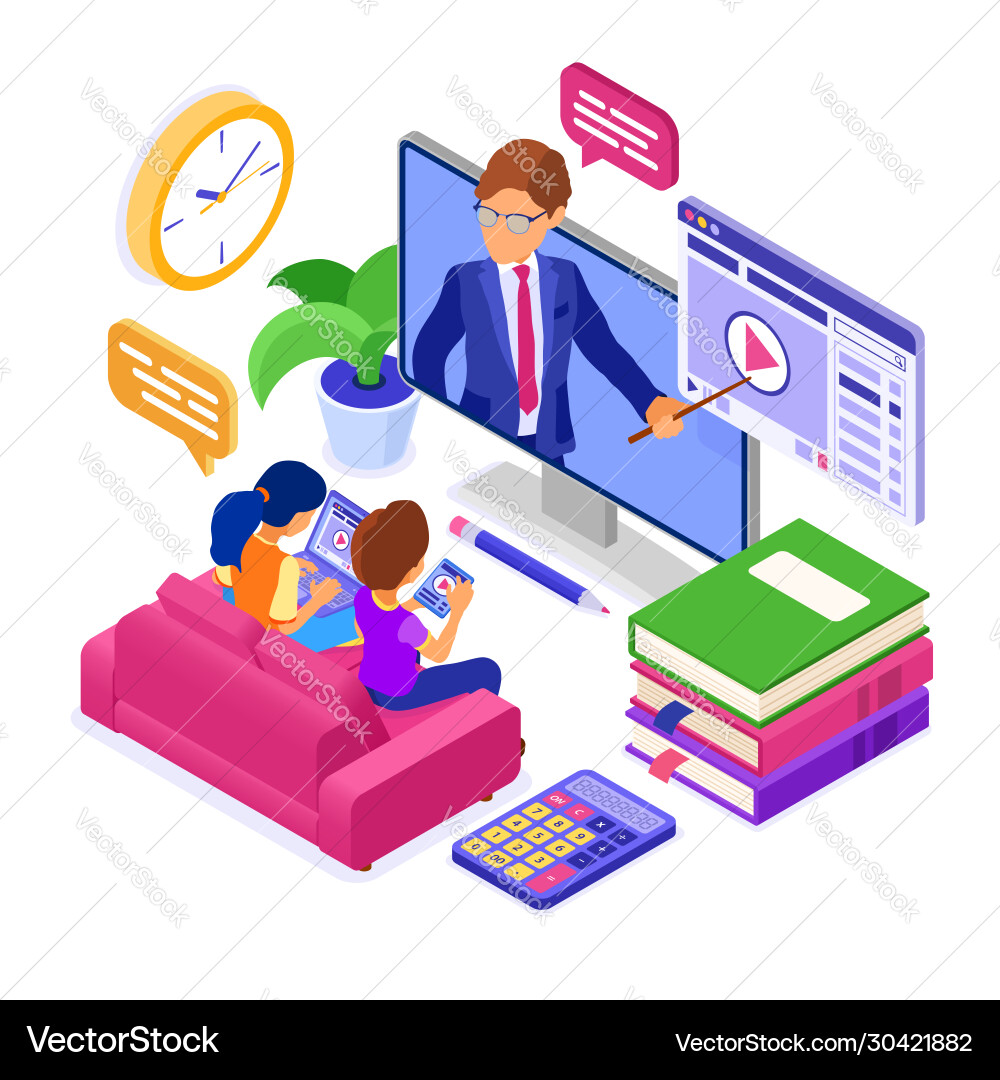Online distance education from home Royalty Free Vector