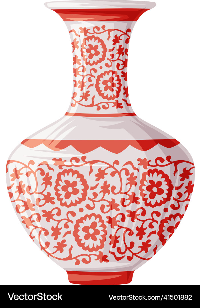 Porcelain vase with ornament as china object Vector Image