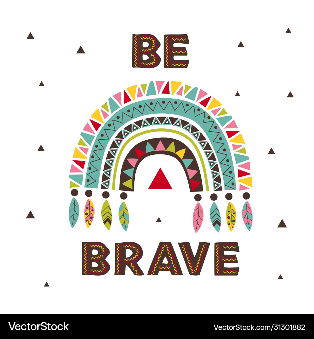 Poster with brave tribal rainbow Royalty Free Vector Image