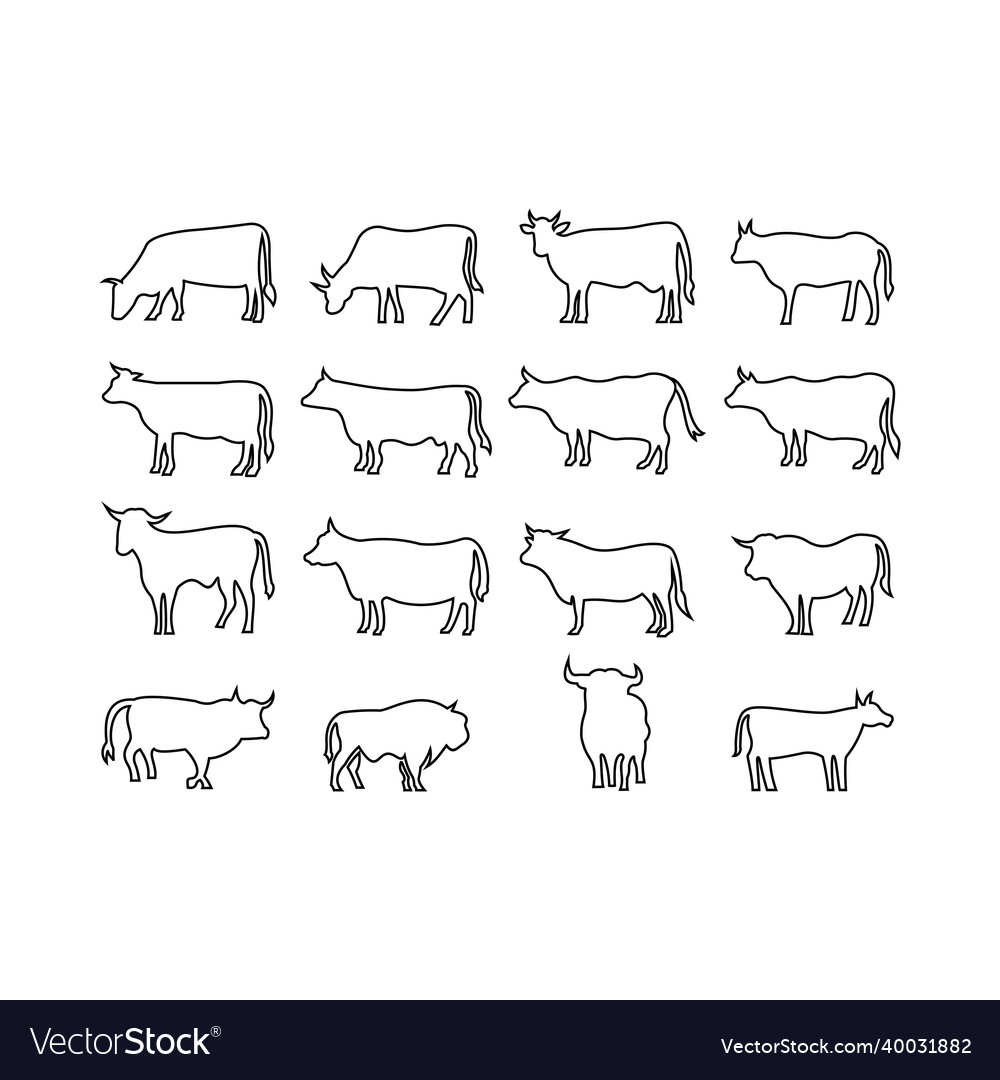 Set icon line farm animal cow Royalty Free Vector Image Set icon line farm animal cow Royalty Free Vector Image