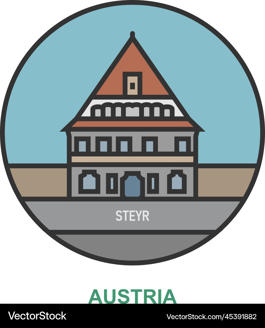 Steyr cities and towns in austria Royalty Free Vector Image