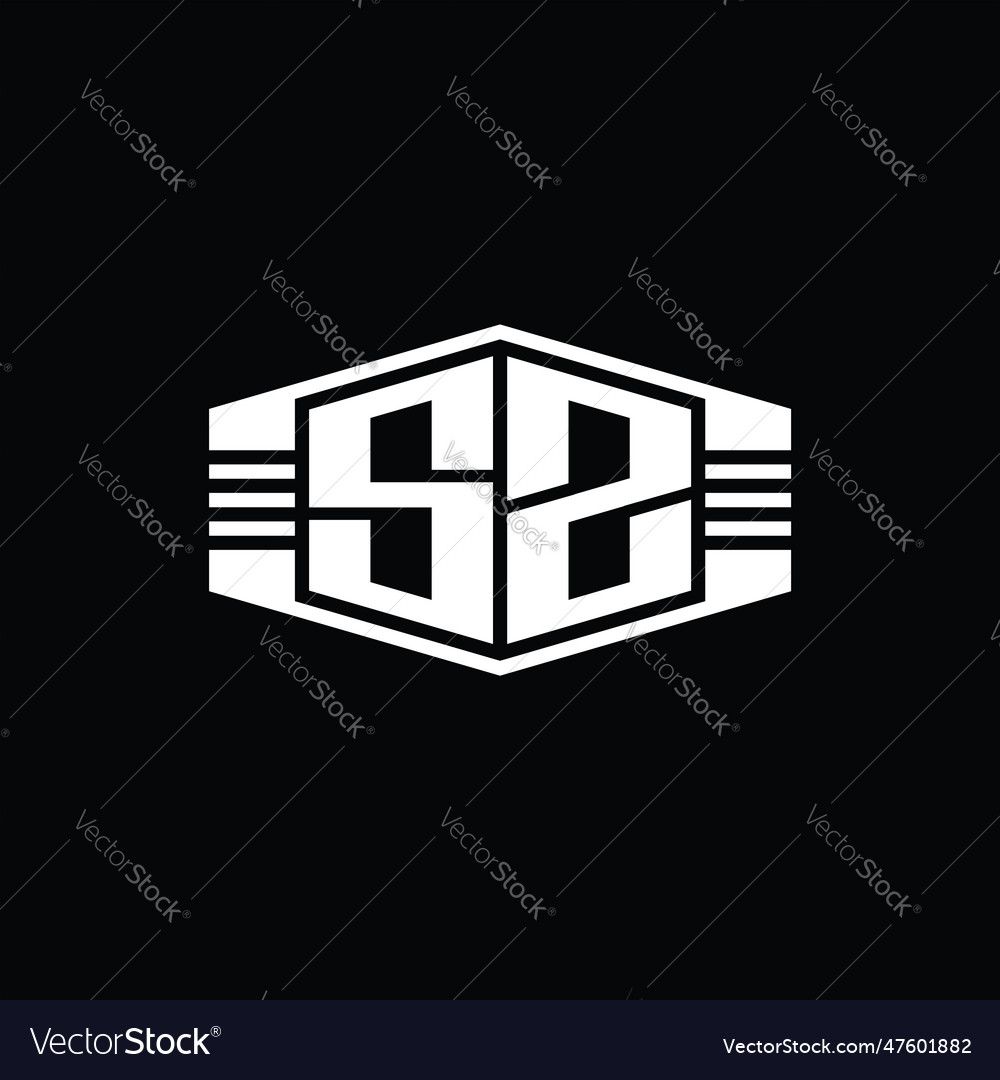 Sz letter logo monogram hexagon emblem shape Vector Image