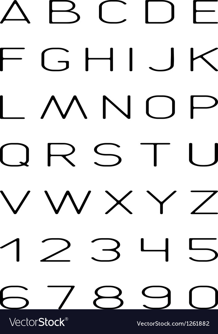 Thin font Royalty Free Vector Image - VectorStock