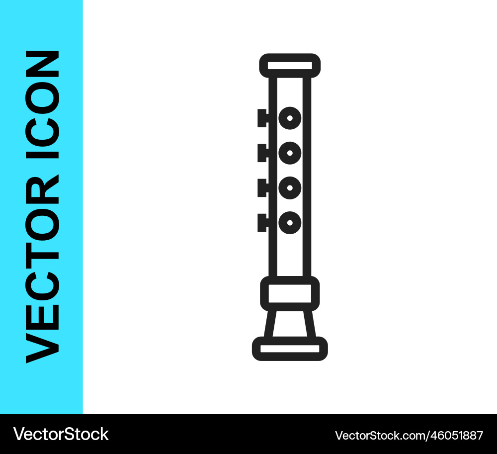 Black line flute icon isolated on white background