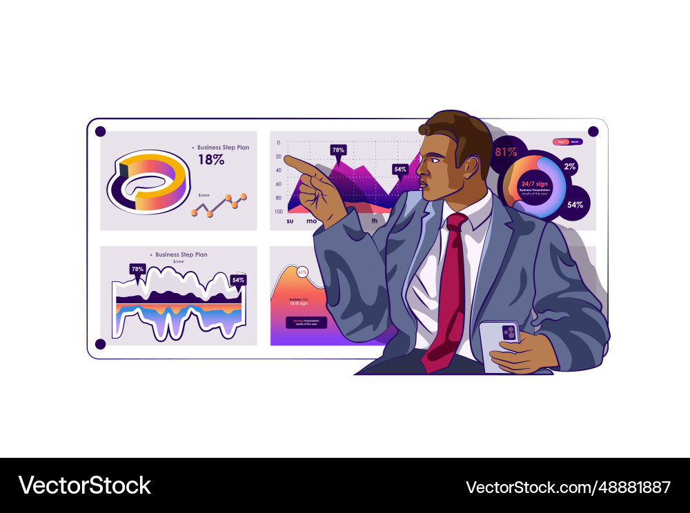 Business plan concept with people scene in flat Vector Image