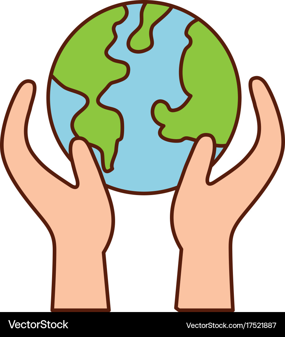Hand holding planet earth ecological environmental