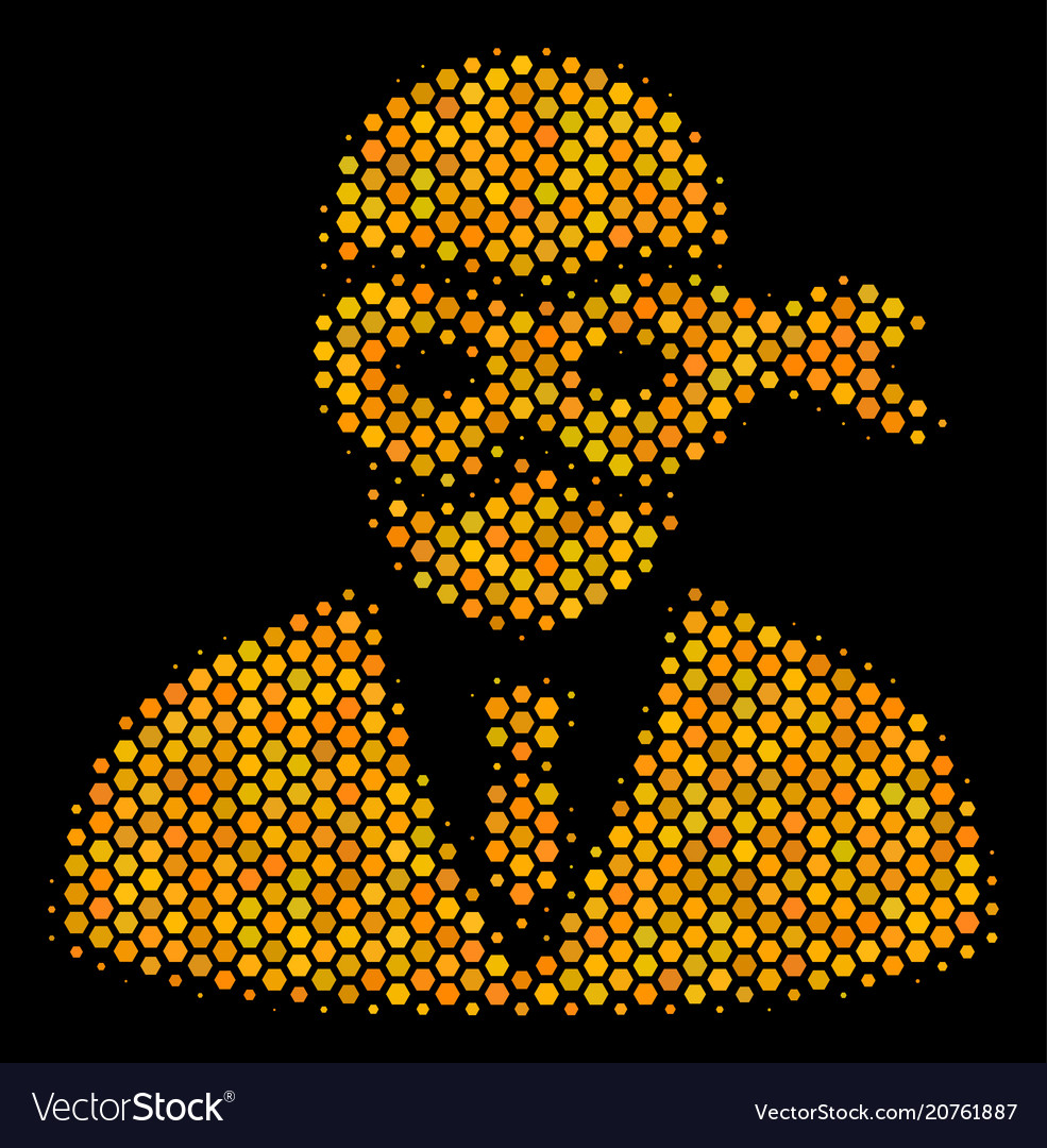Hexagon Halftone Masked Thief Icon Royalty Free Vector Image