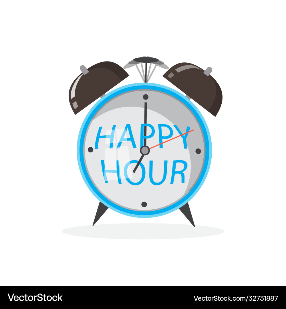 Icon happy hour alarm clock concept Royalty Free Vector
