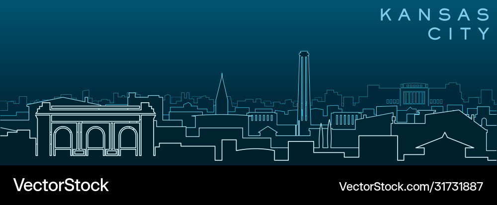 Kansas city multiple lines skyline and landmarks Vector Image