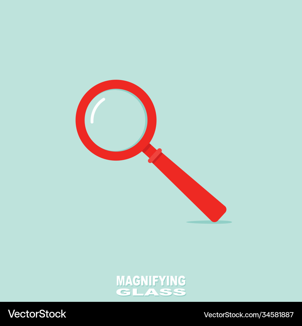 Red magnifying glass or loupe Royalty Free Vector Image