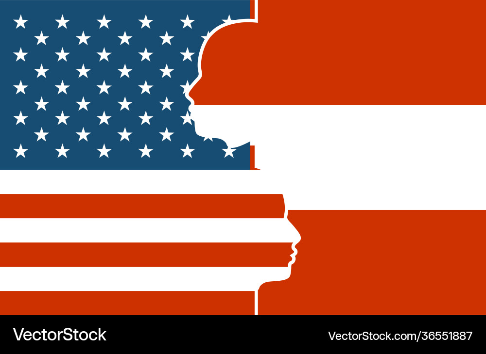 Relationships between usa and austria Royalty Free Vector