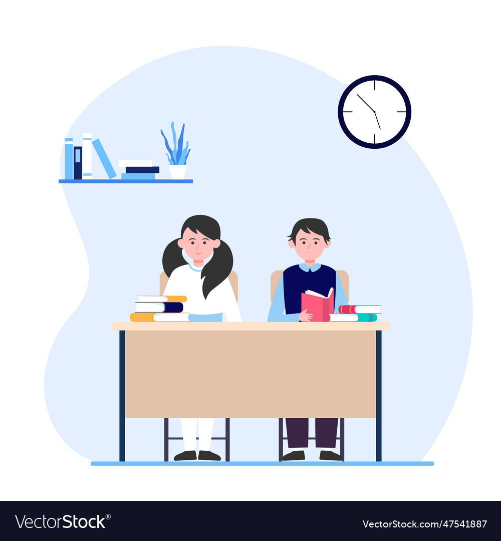 School students in classroom Royalty Free Vector Image