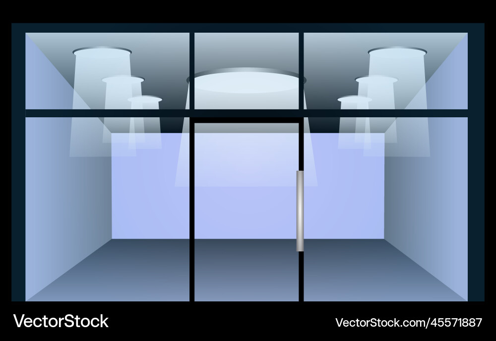 Shop facade with glass window and doors Royalty Free Vector