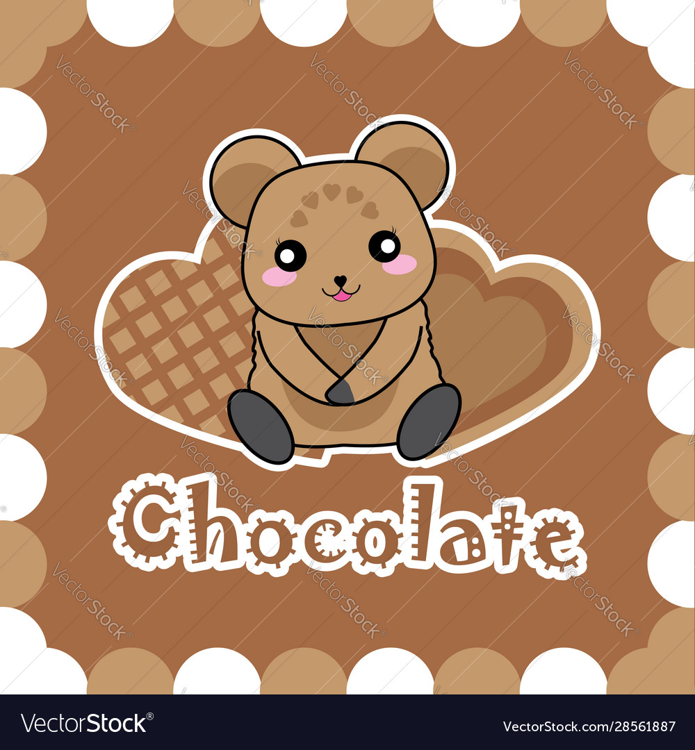 Valentine card with cute bear and chocolate love Vector Image
