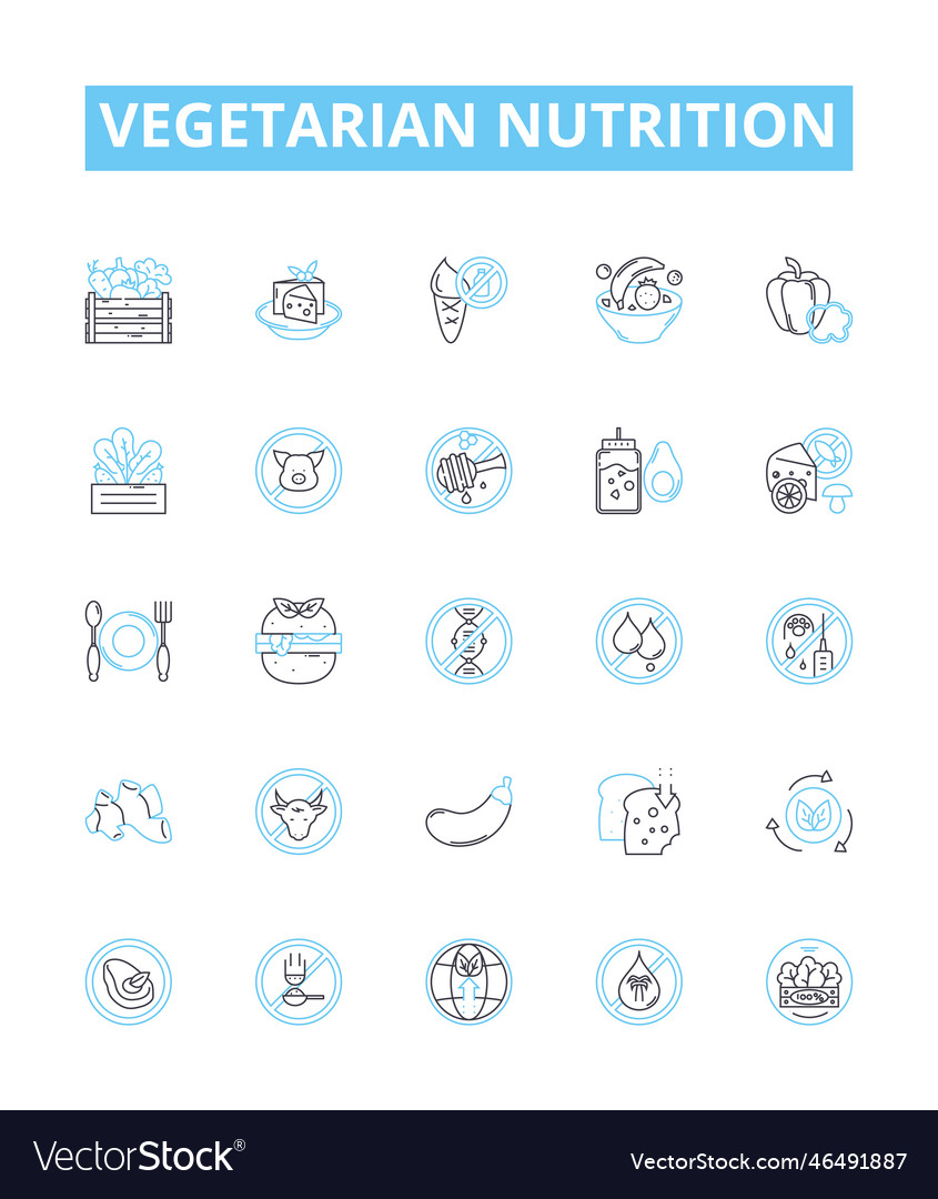 Vegetarian nutrition line icons set Royalty Free Vector