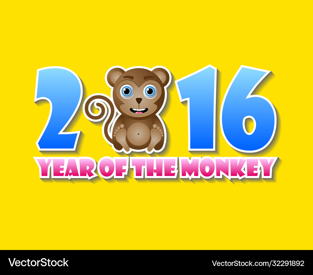 2016 year monkey chinese animal sign Royalty Free Vector