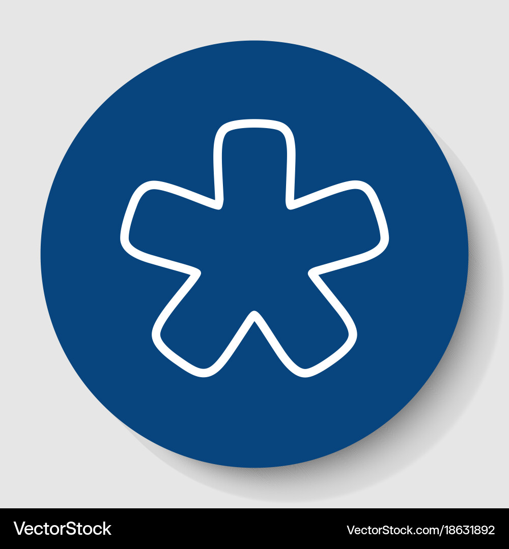 Asterisk star sign white contour icon Royalty Free Vector