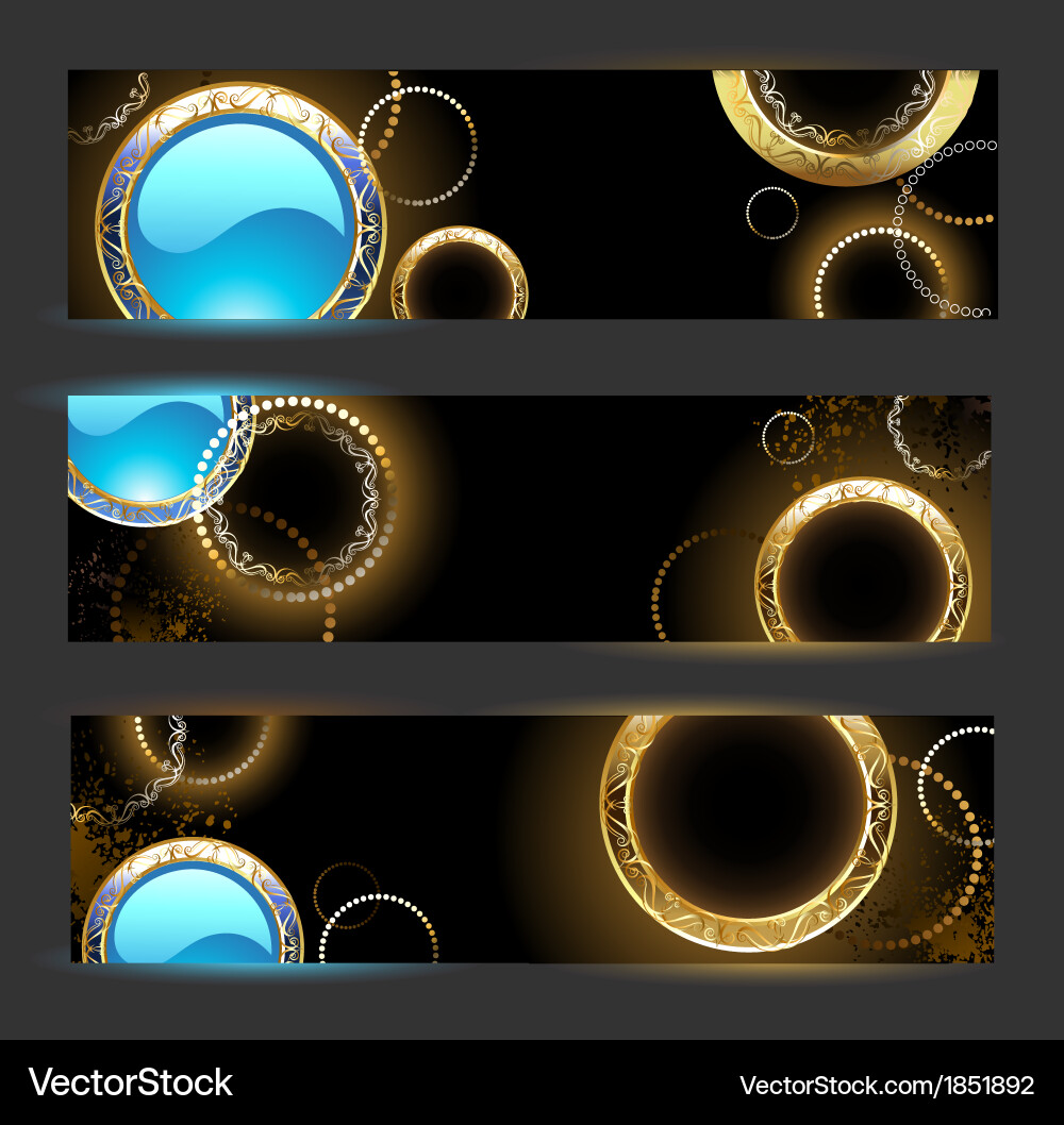 Banner with golden rings Royalty Free Vector Image