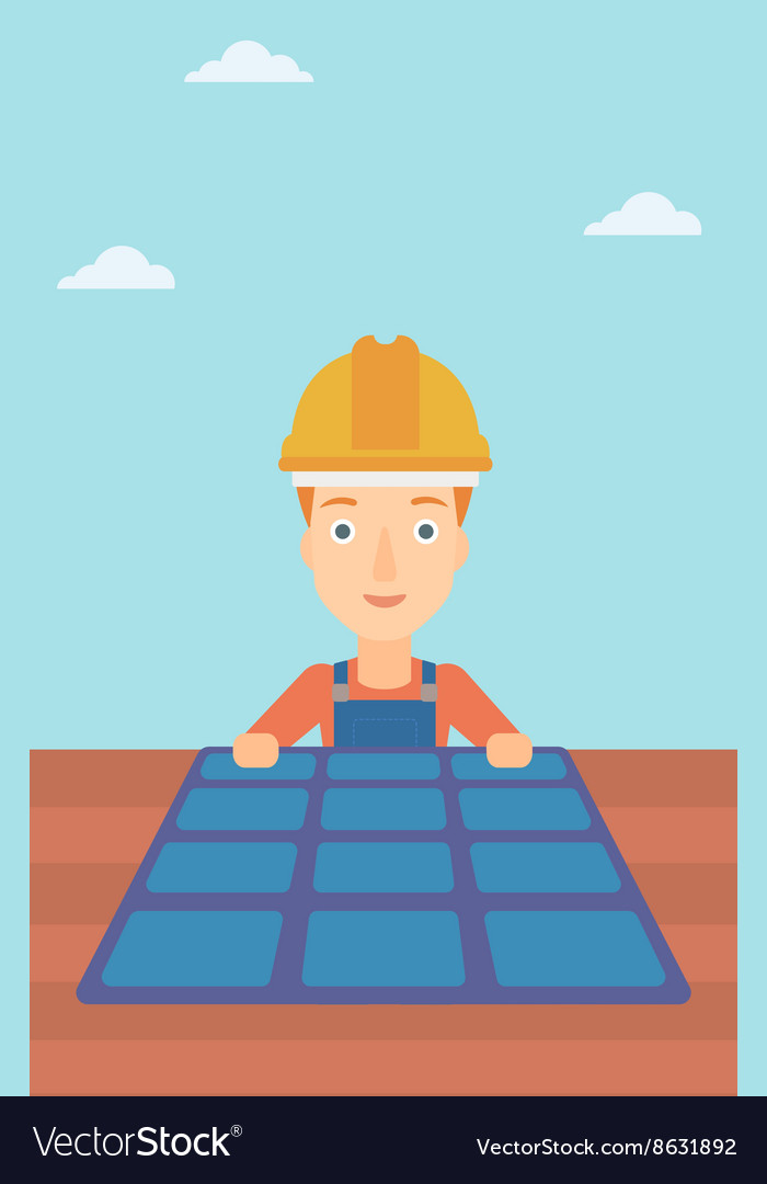 Constructor with solar panel Royalty Free Vector Image