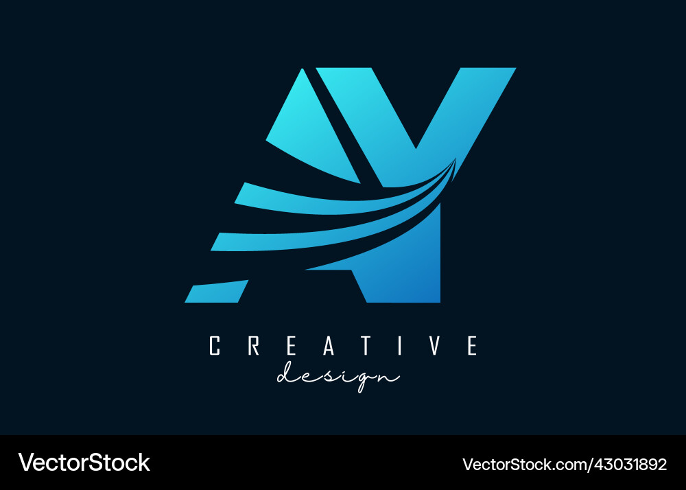 Creative blue letters ay a y logo with leading Vector Image