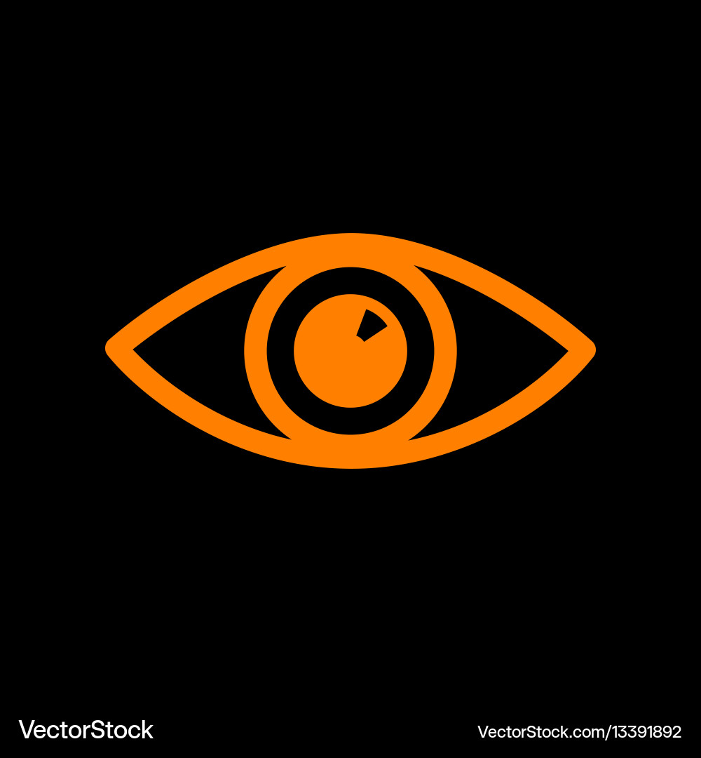 Eye sign orange icon on black Royalty Free Vector Image