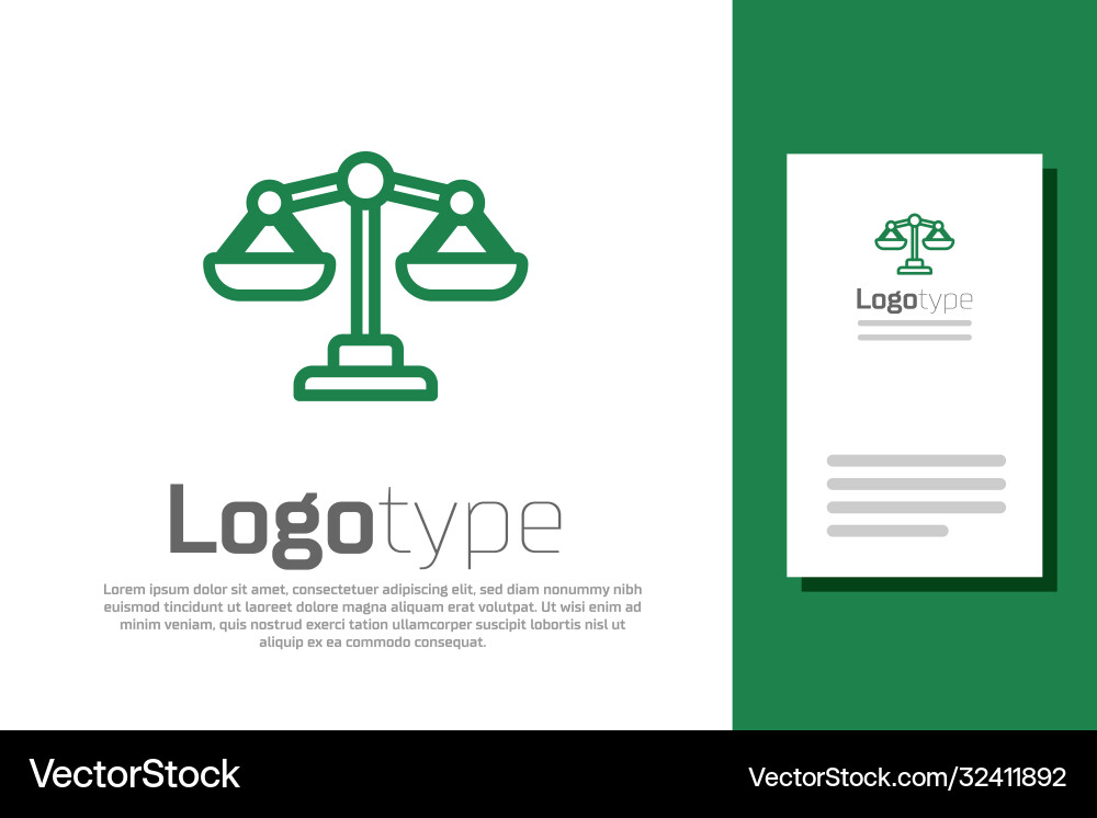 Green line scales justice icon isolated Royalty Free Vector