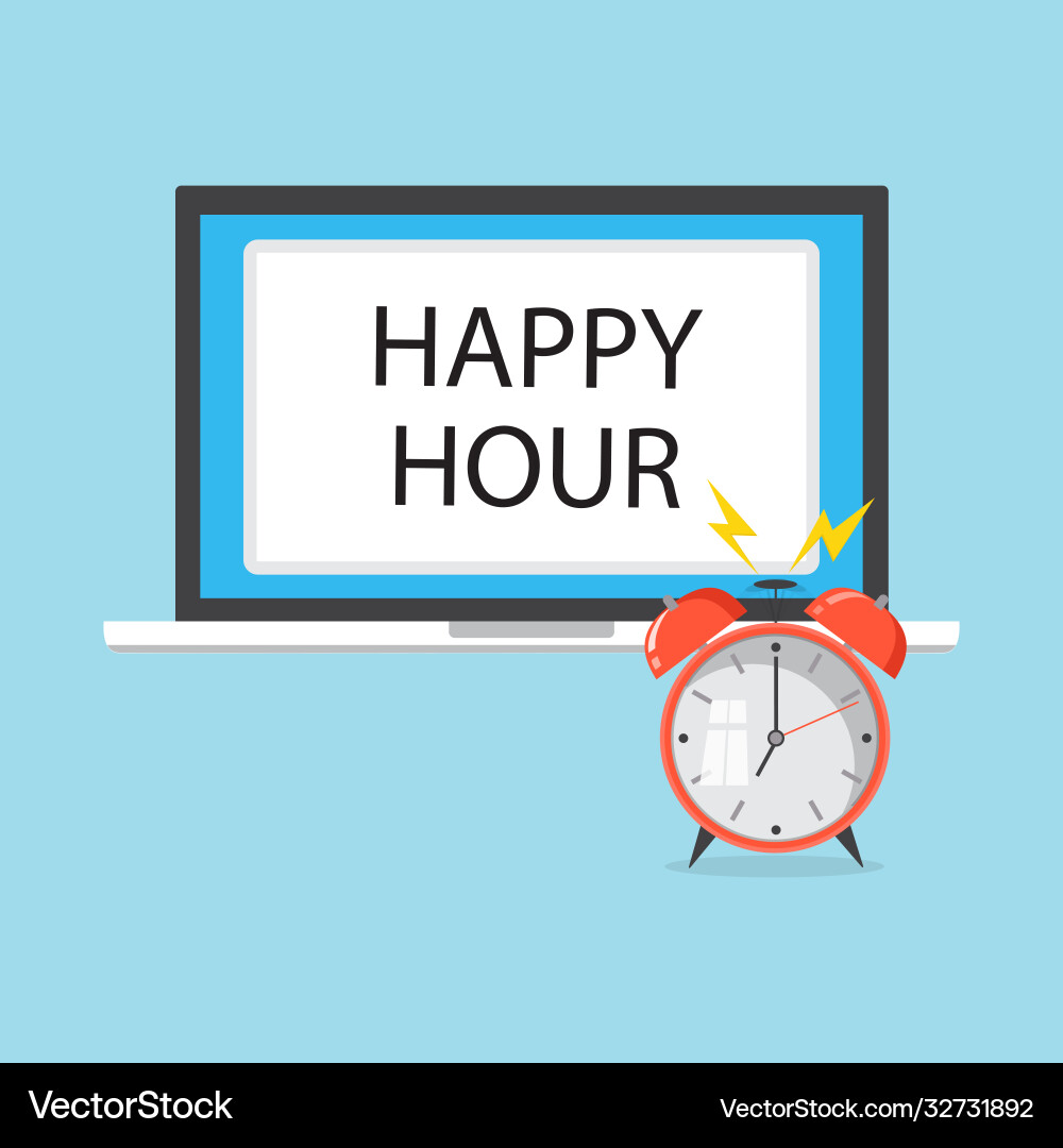 Icon happy hour alarm clock concept Royalty Free Vector