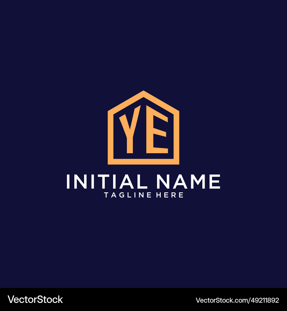 Initial ye logo with abstract home shape modern Vector Image