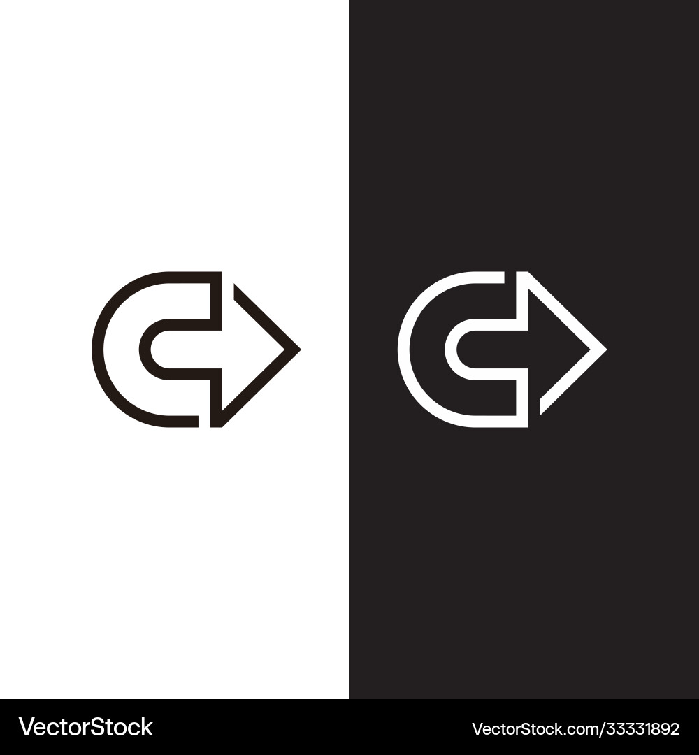 Letter c arrow simple geometric line logo Vector Image