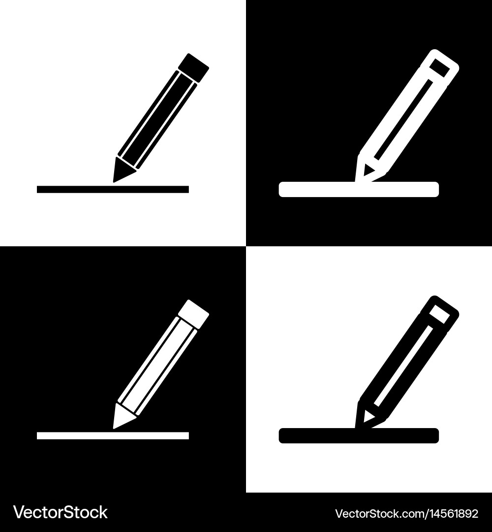 Pencil sign black and white Royalty Free Vector Image