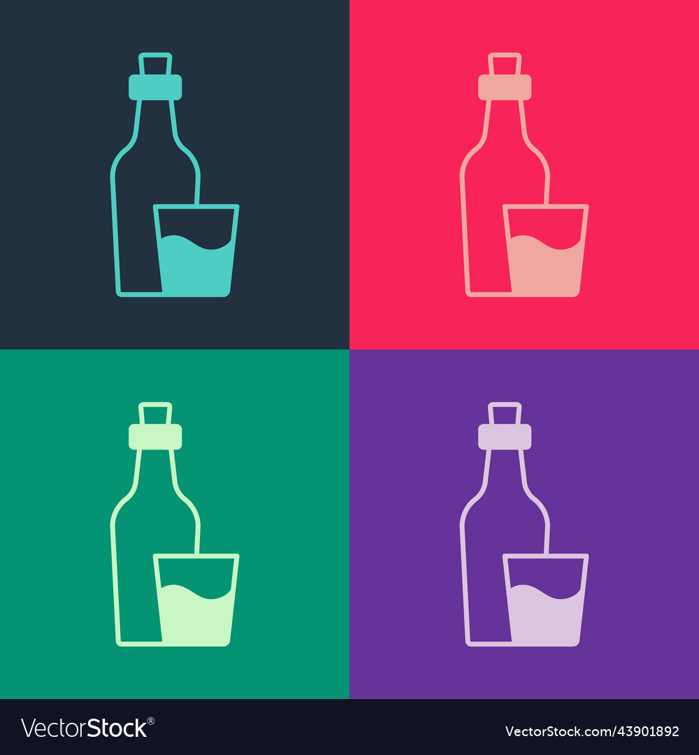 Pop Art Soju Bottle Icon Isolated On Color Vector Image