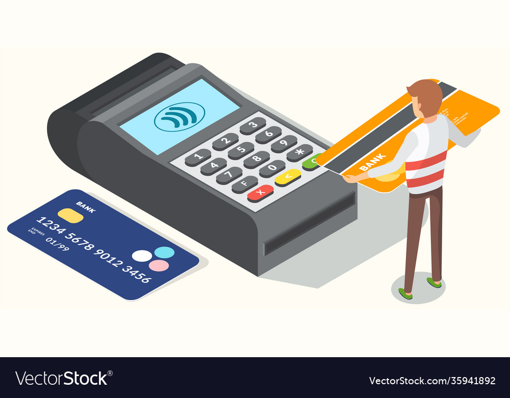 Pos terminal confirms payment debit credit Vector Image
