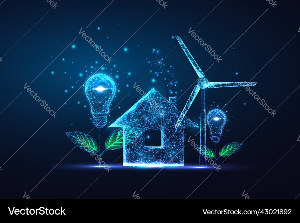 Sustainable building concept with house wind Vector Image