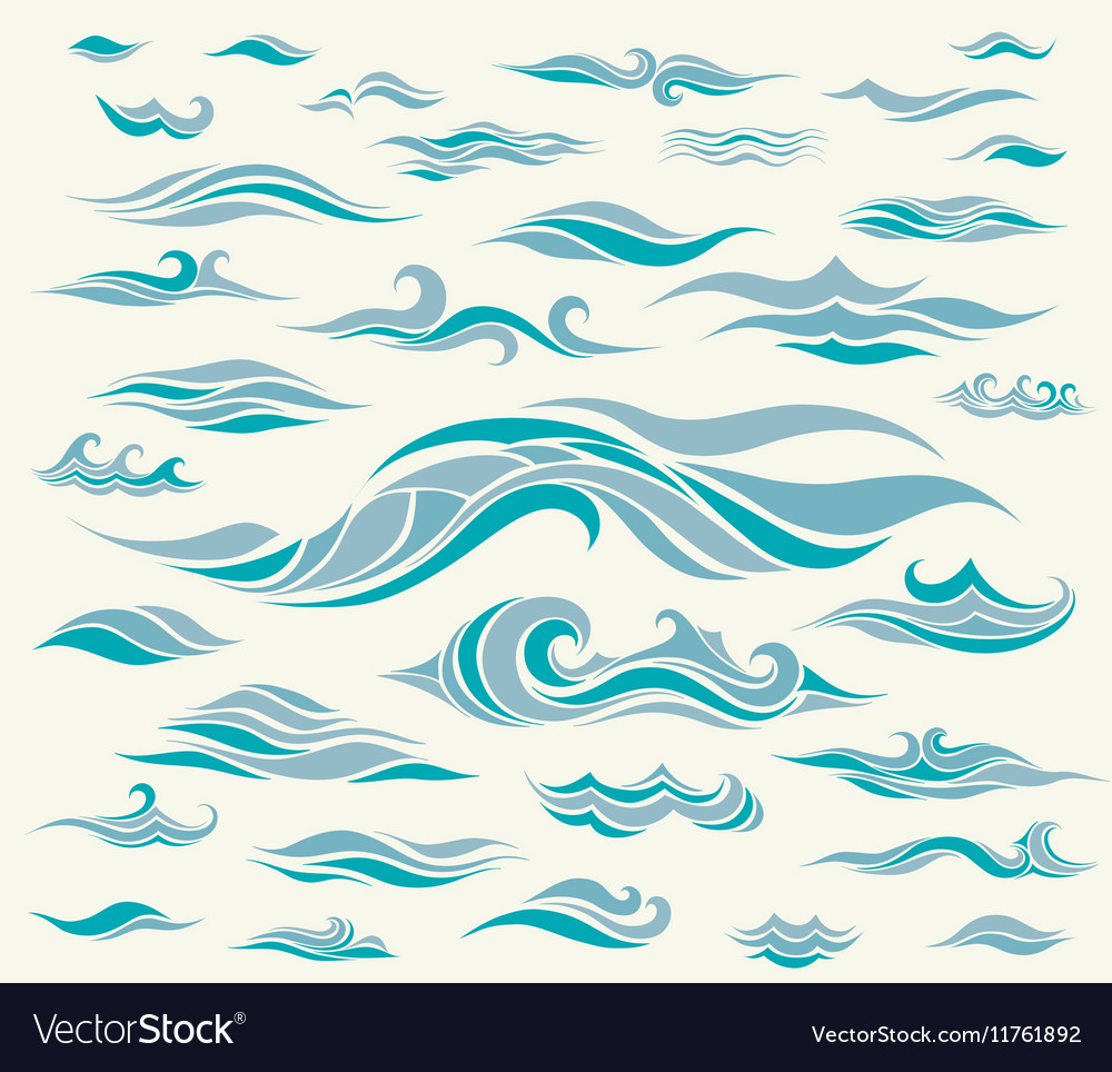 Waves set elements for design Royalty Free Vector Image