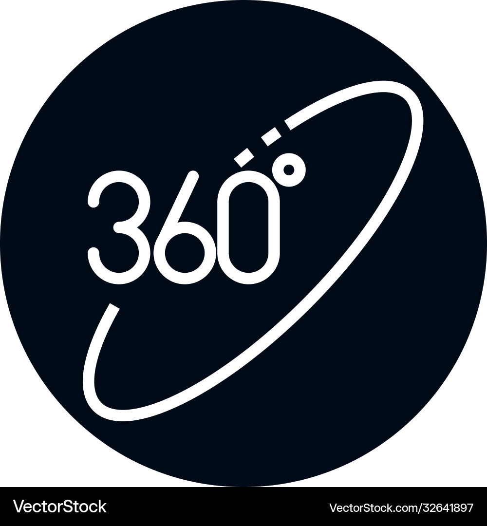 360 degree view virtual block and line style icon Vector Image
