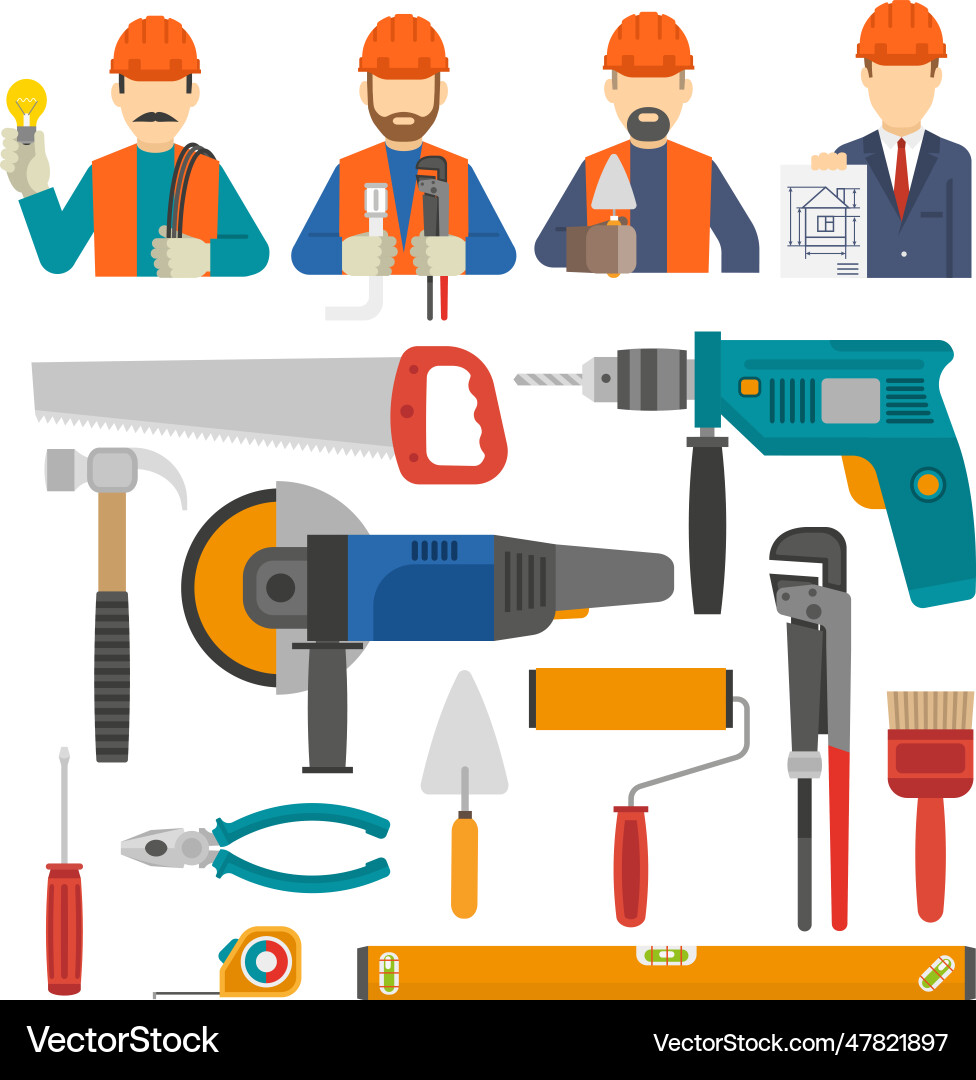 Construct icons flat set construct icons flat set Vector Image
