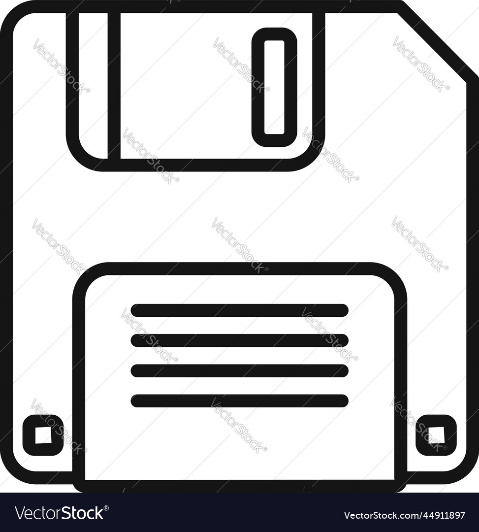 Floppy disk icon outline interface button Vector Image
