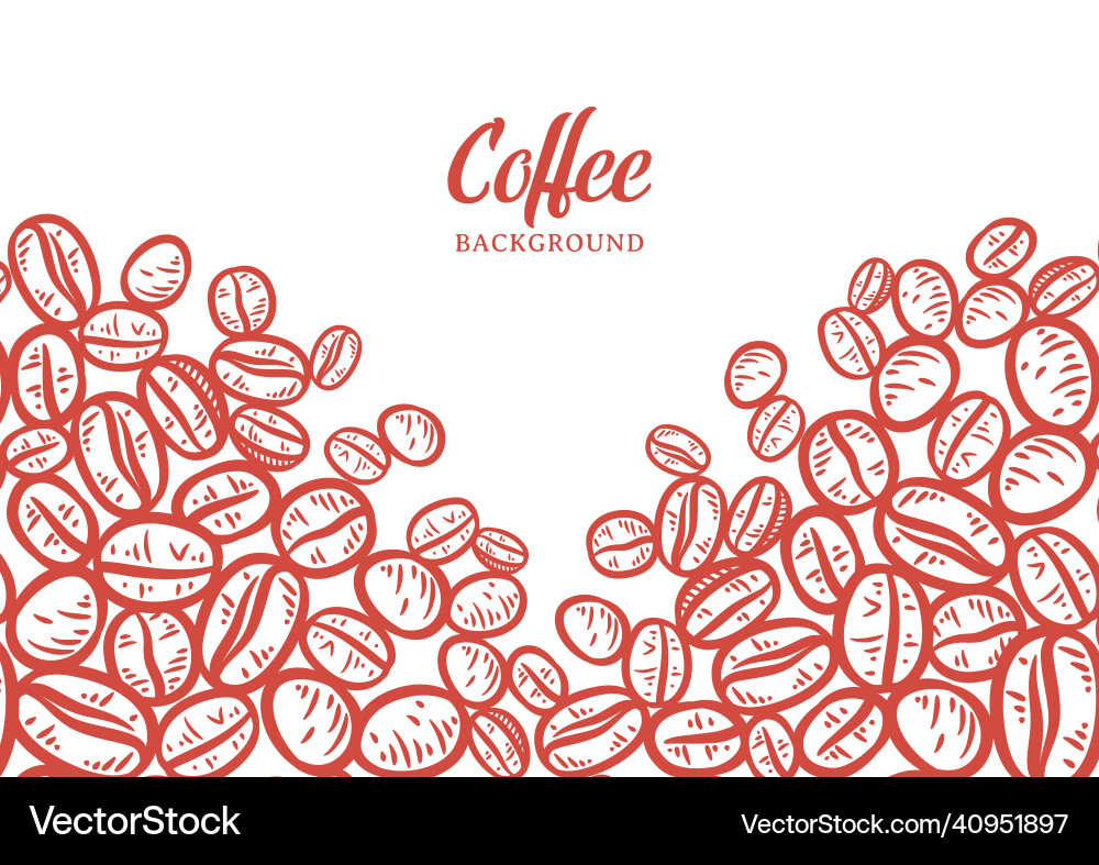 Hand drawn background with coffee beans Royalty Free Vector